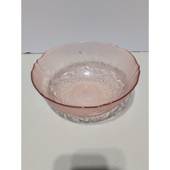 Luminarc | Dining | Vintage Pink Arcoroc Rosaline Rose Frosted Bowl ...